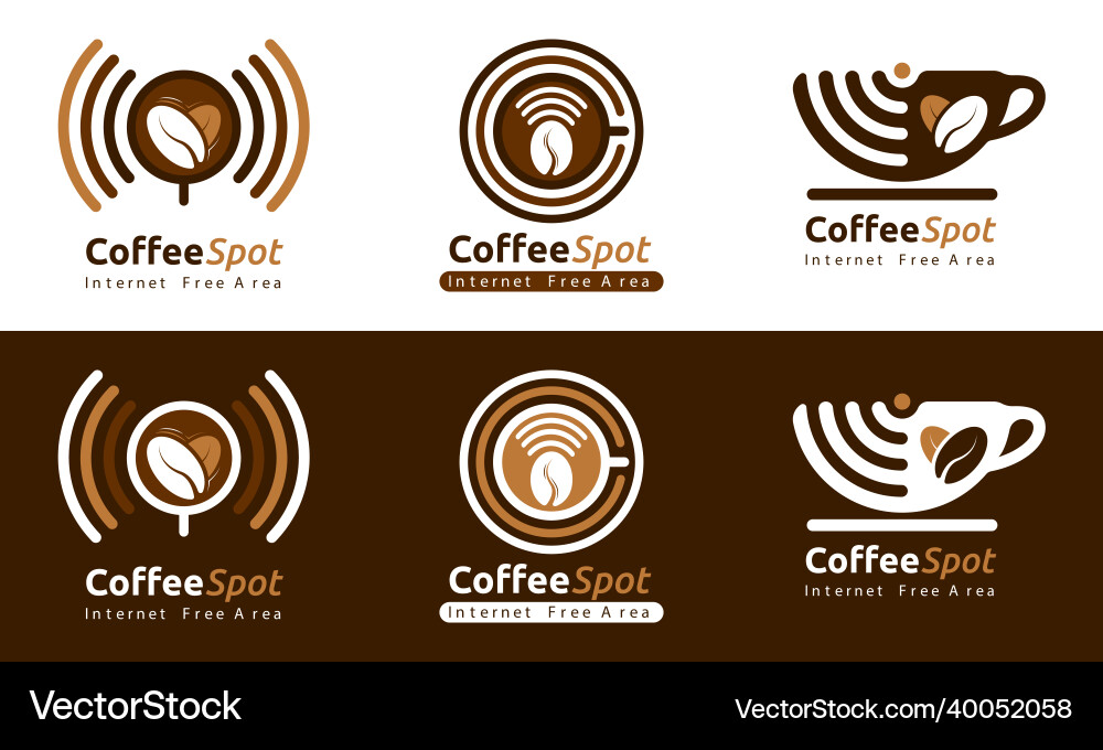 Coffee cup with wifi hotspot logo template design Vector Image