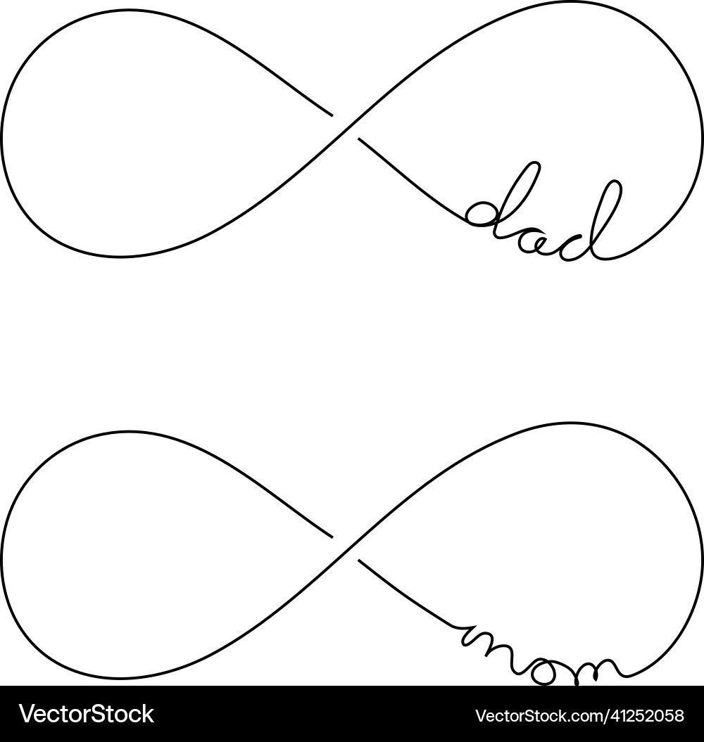 Dad and mom word with infinity symbol Royalty Free Vector
