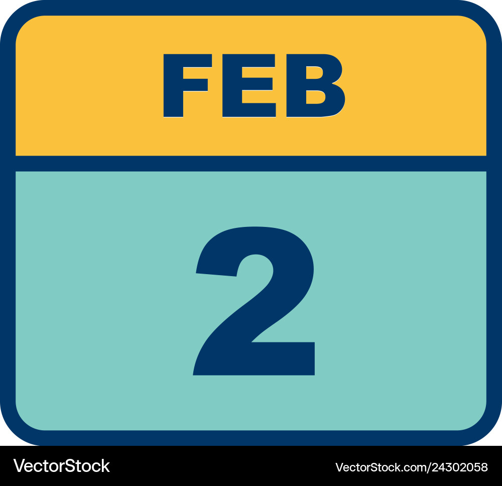 February 2nd date on a single day calendar Vector Image