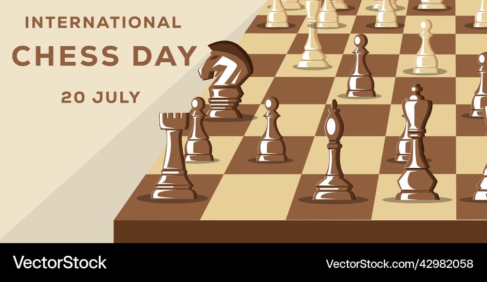 International chess day with a board table Vector Image