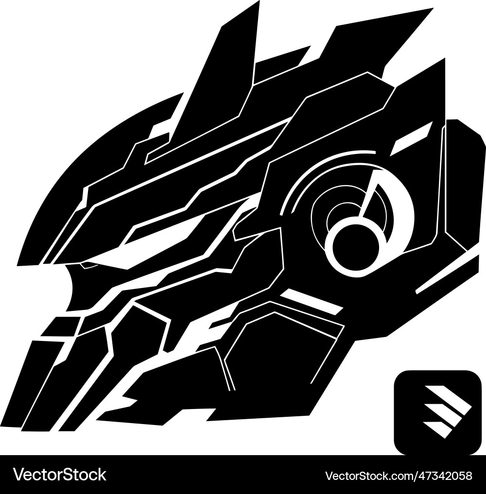 Mecha icon in black over white Royalty Free Vector Image