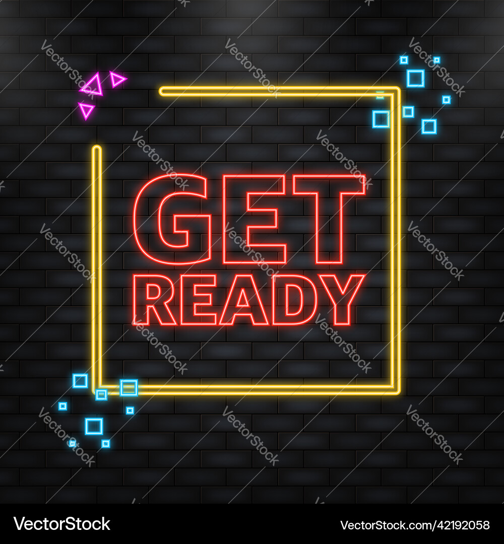 Megaphone blue banner with get ready sign Vector Image