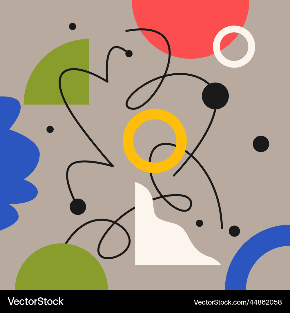 Modern geometric composition of various shapes Vector Image
