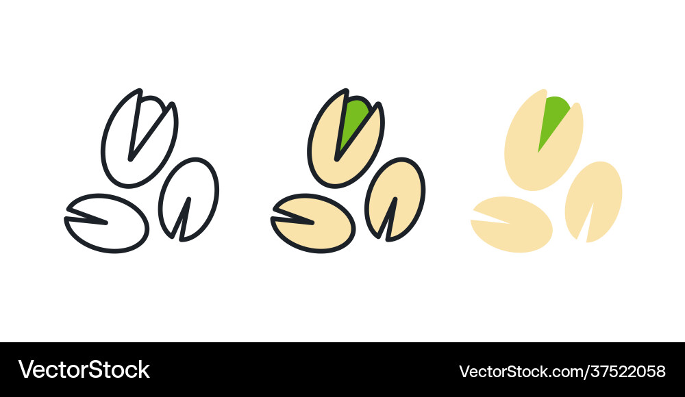Pistachio icon linear color flat icons nuts Vector Image