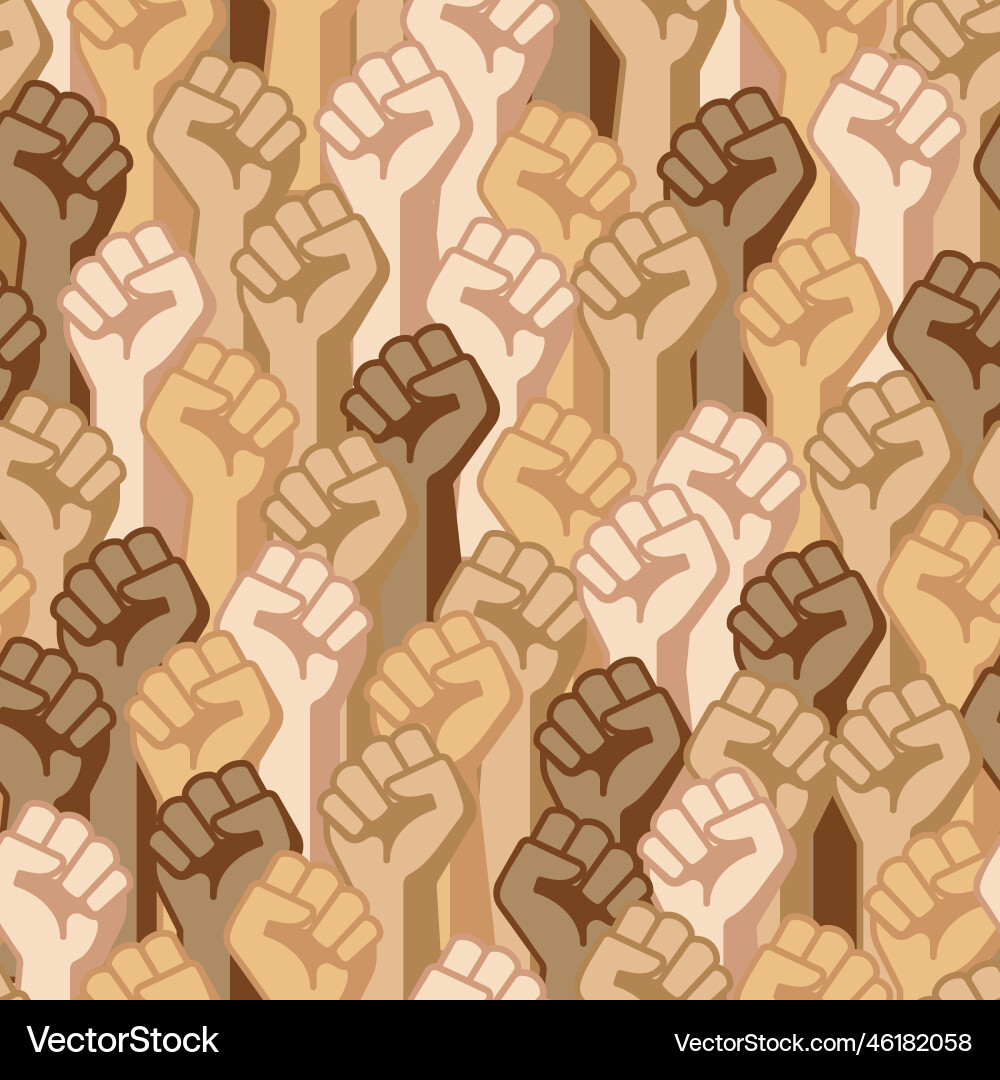 Seamless pattern of raised fists Royalty Free Vector Image