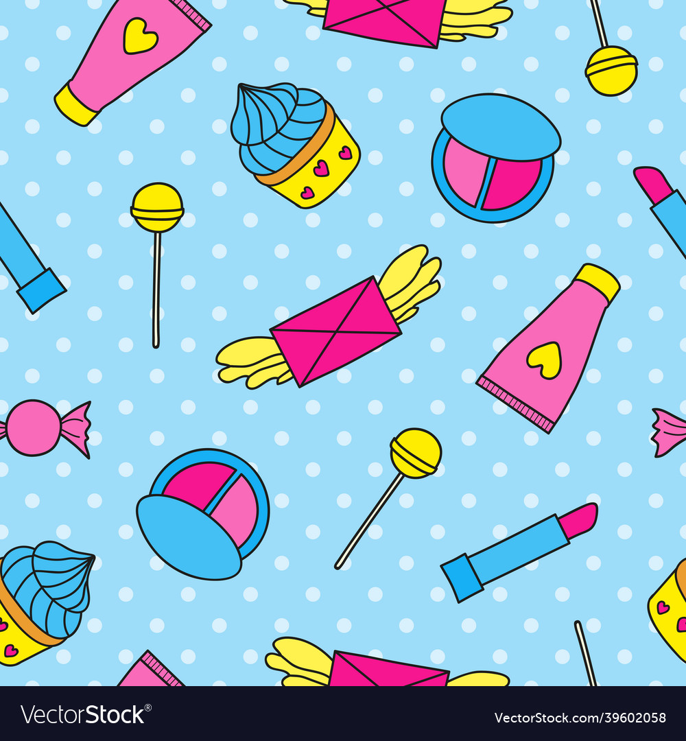 Seamless pattern with pop items Royalty Free Vector Image