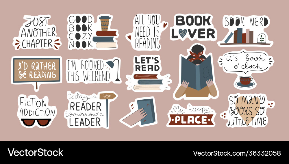 Set hand written quotes in stickers Royalty Free Vector