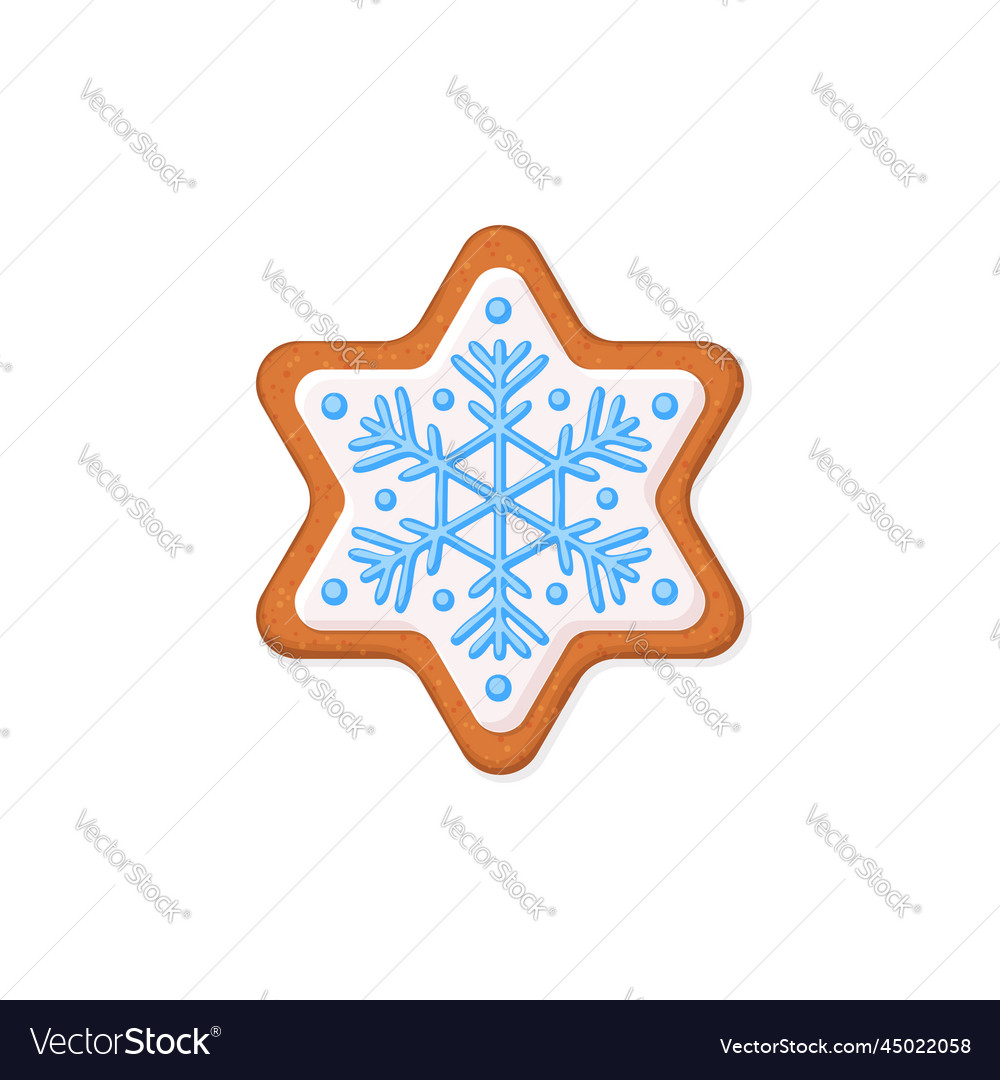 Snowflake shaped christmas gingerbread cookie Vector Image