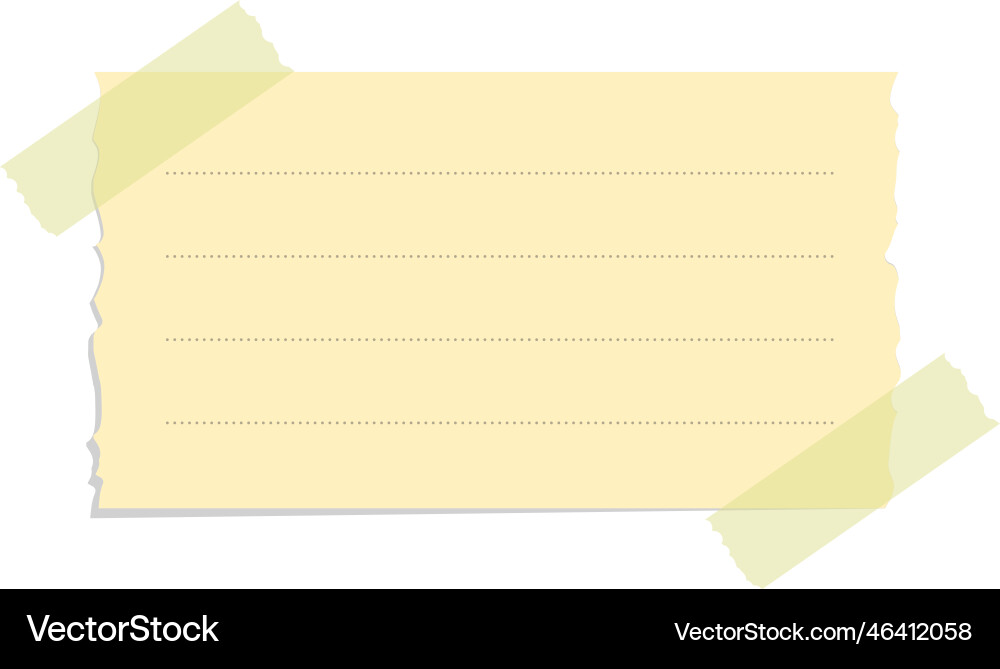 Torn yellow sticky note taped office memo paper Vector Image