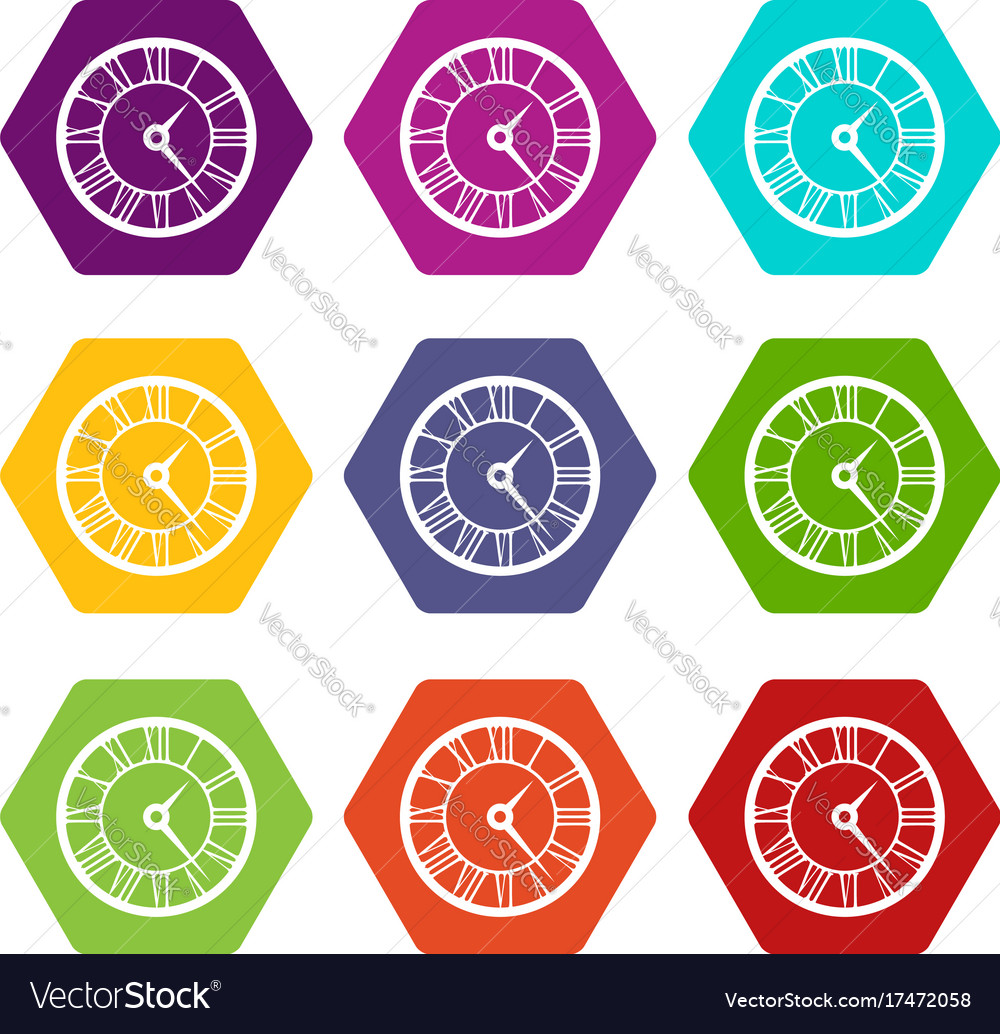 Watch icon set color hexahedron Royalty Free Vector Image