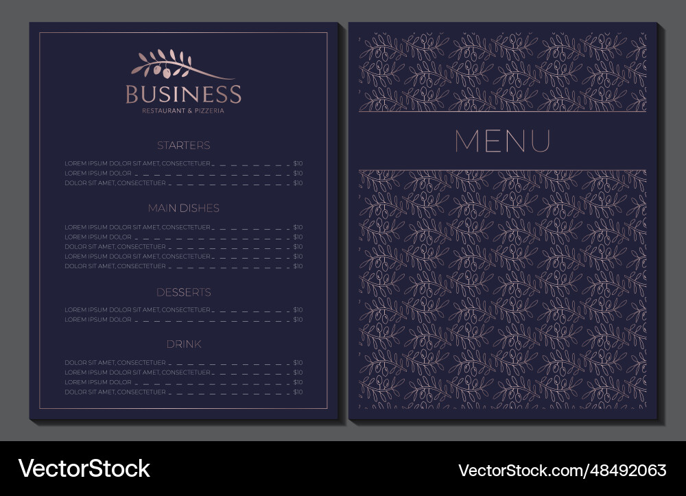 Elegant menu design for italian mediterranean Vector Image