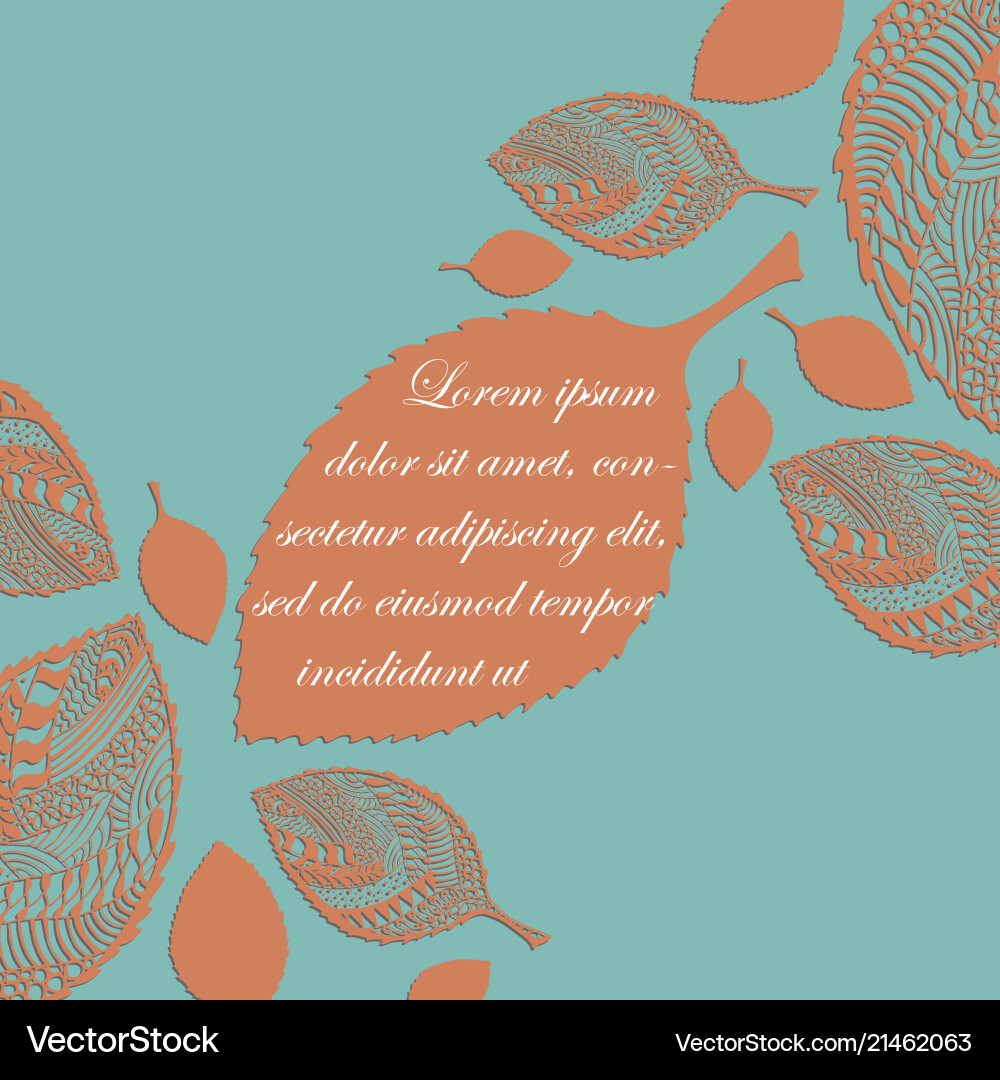 Fine poster with ornamented leaves Royalty Free Vector Image