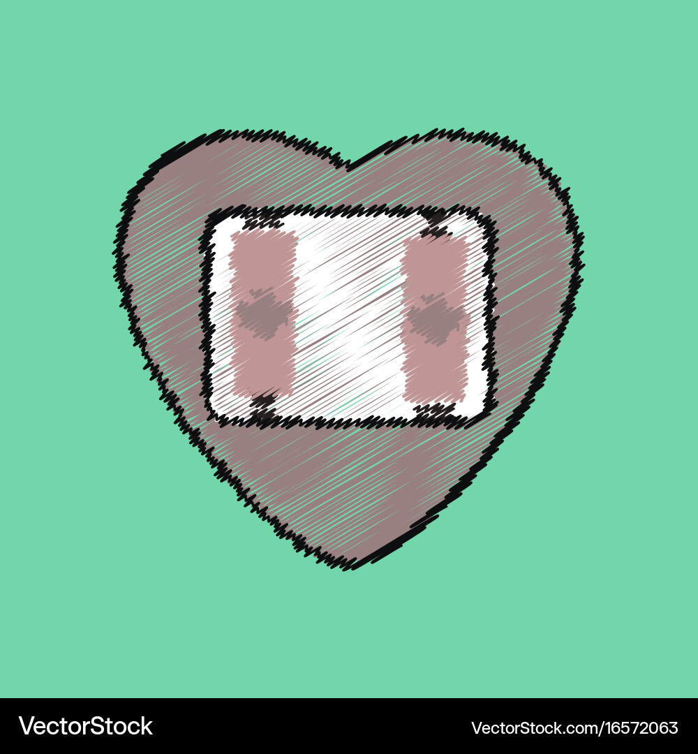 Flat shading style icon heart with a battery Vector Image