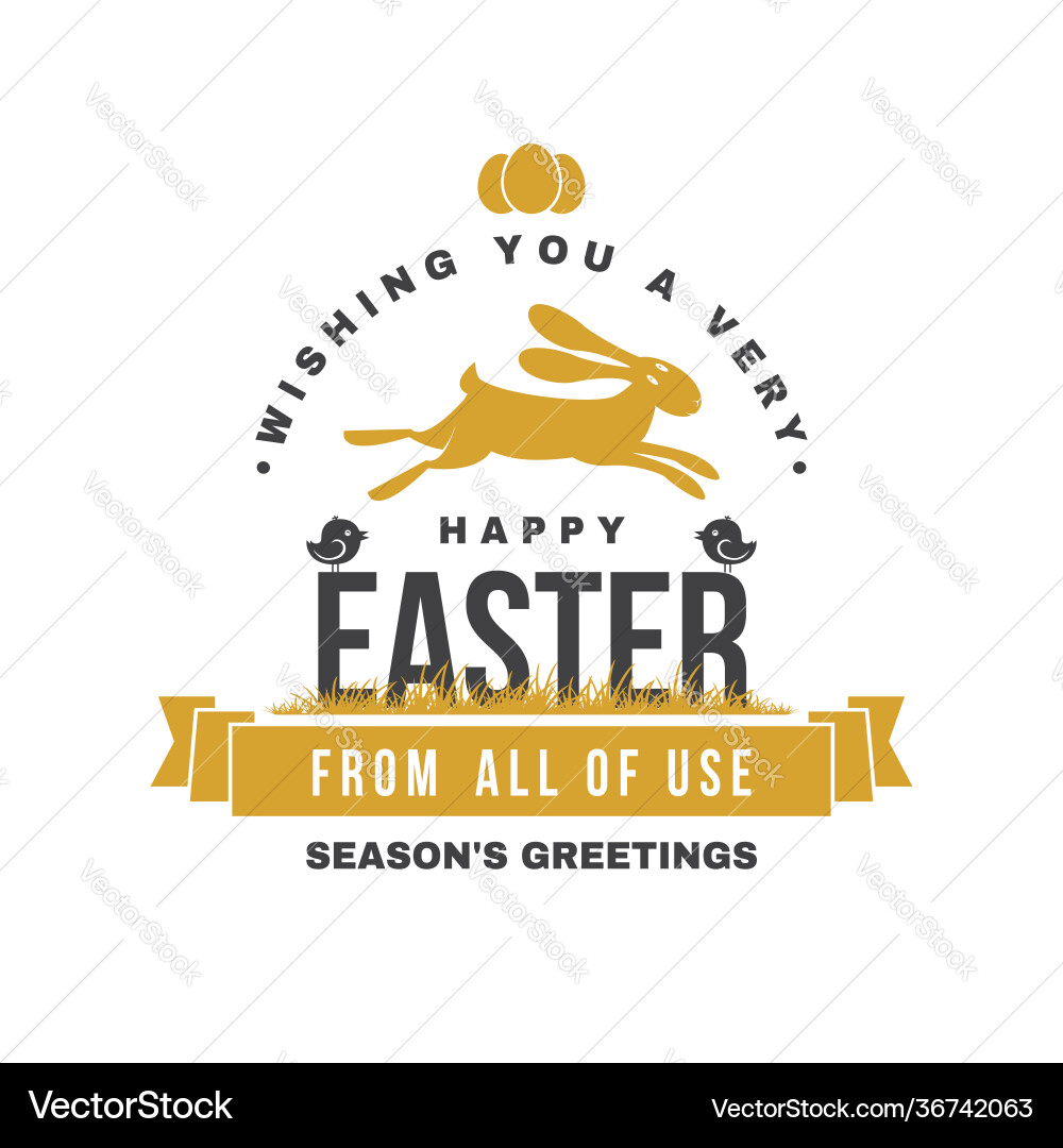 Happy easter card badge logo sign Royalty Free Vector Image