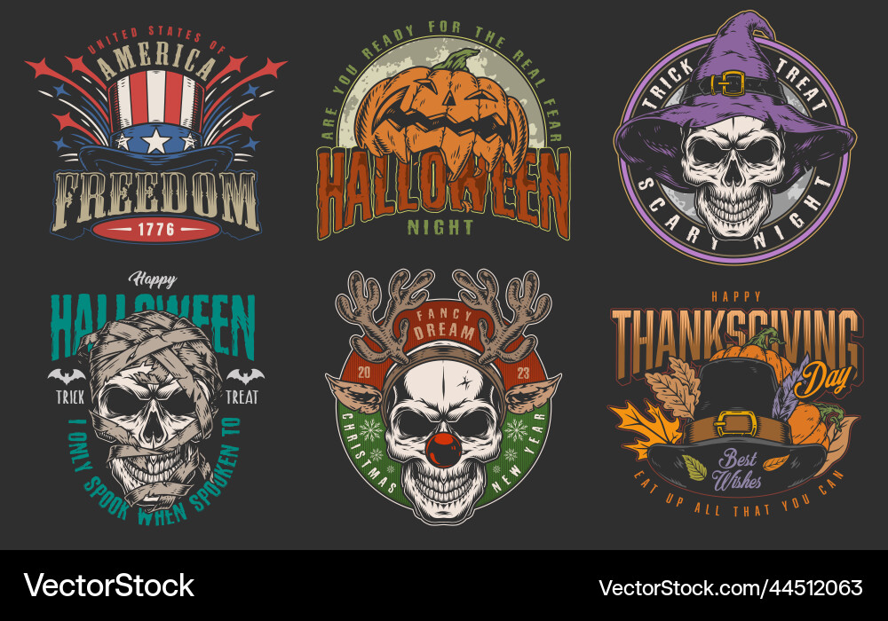 Holiday weekend set flyers colorful Royalty Free Vector