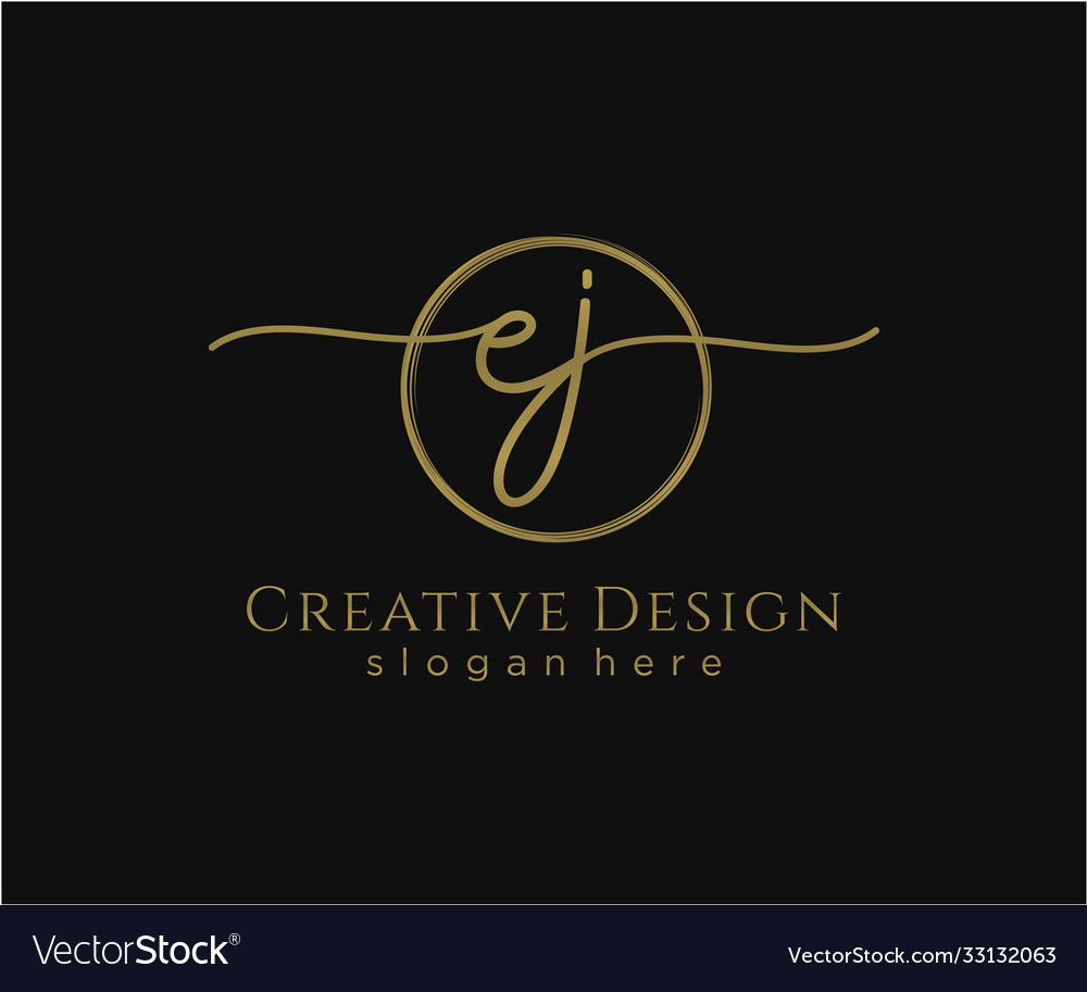 Initial ej handwriting logo with circle template Vector Image