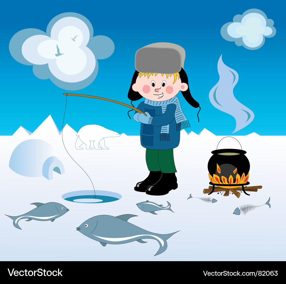 Little boy fishing Royalty Free Vector Image - VectorStock