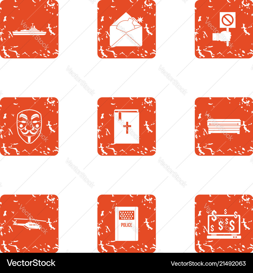 Lucre icons set grunge style Royalty Free Vector Image