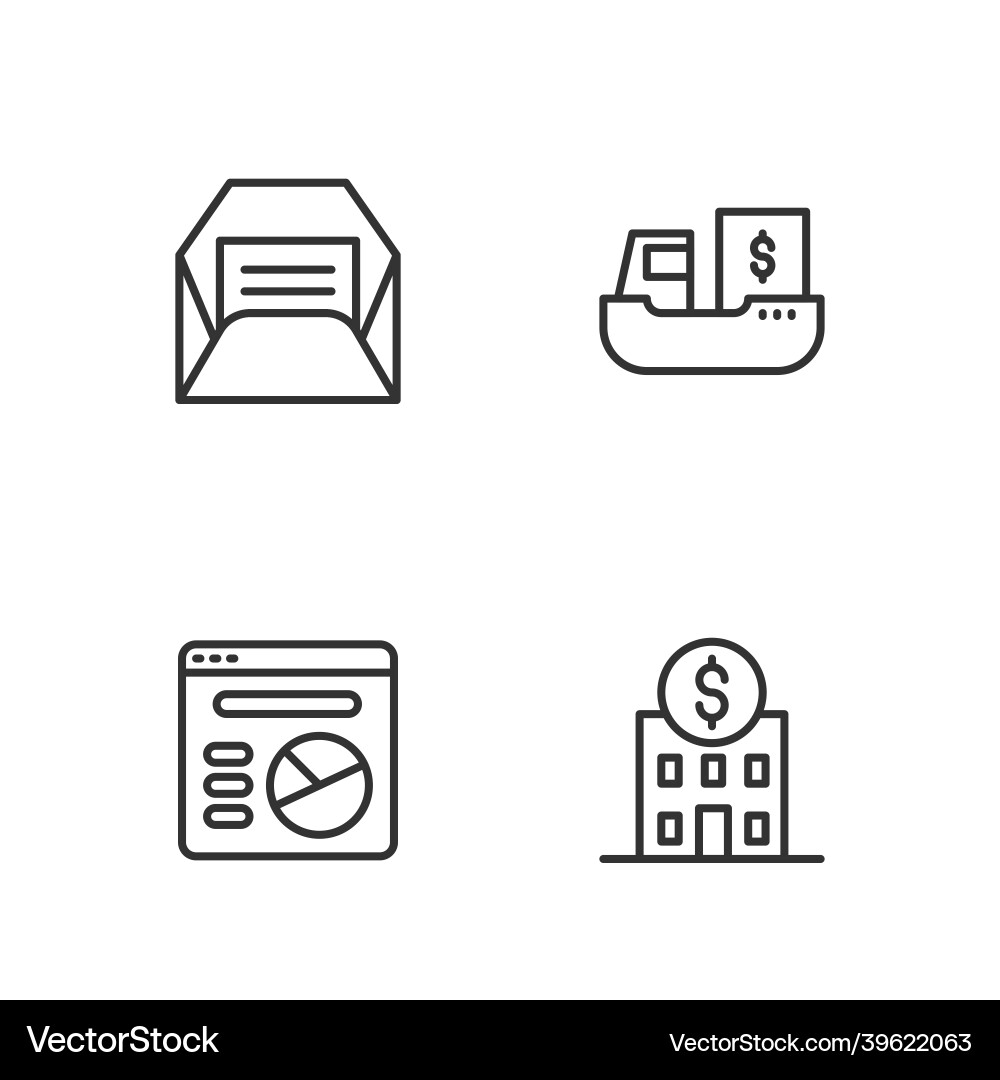 Set line bank building pie chart infographic Vector Image