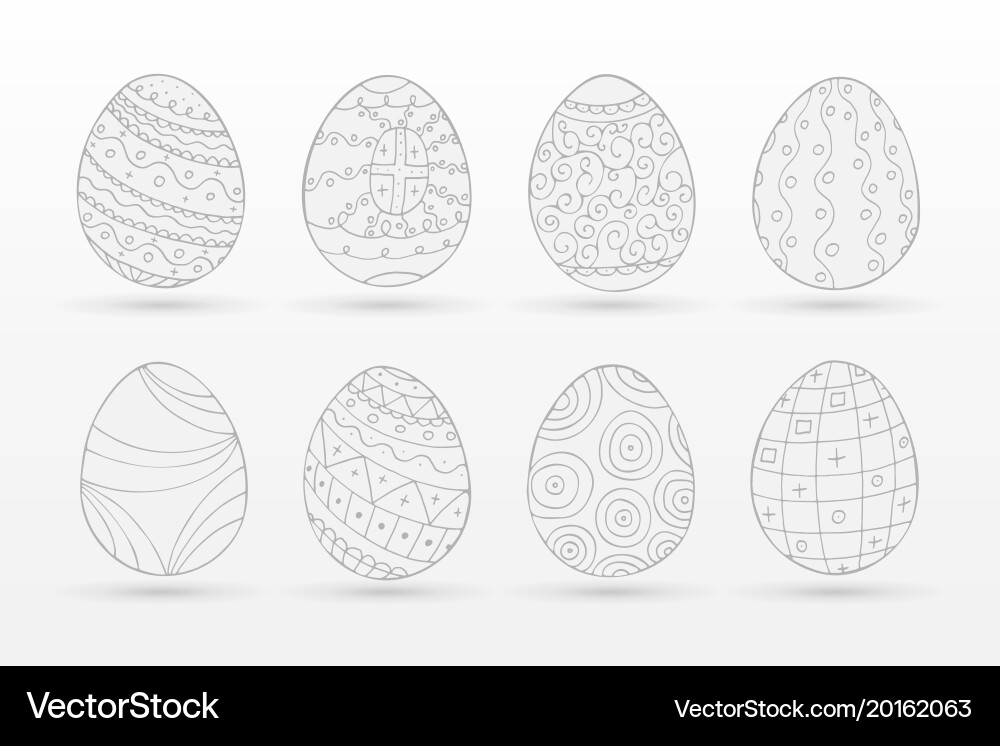 Set of drawing easter eggs - doodle style Vector Image
