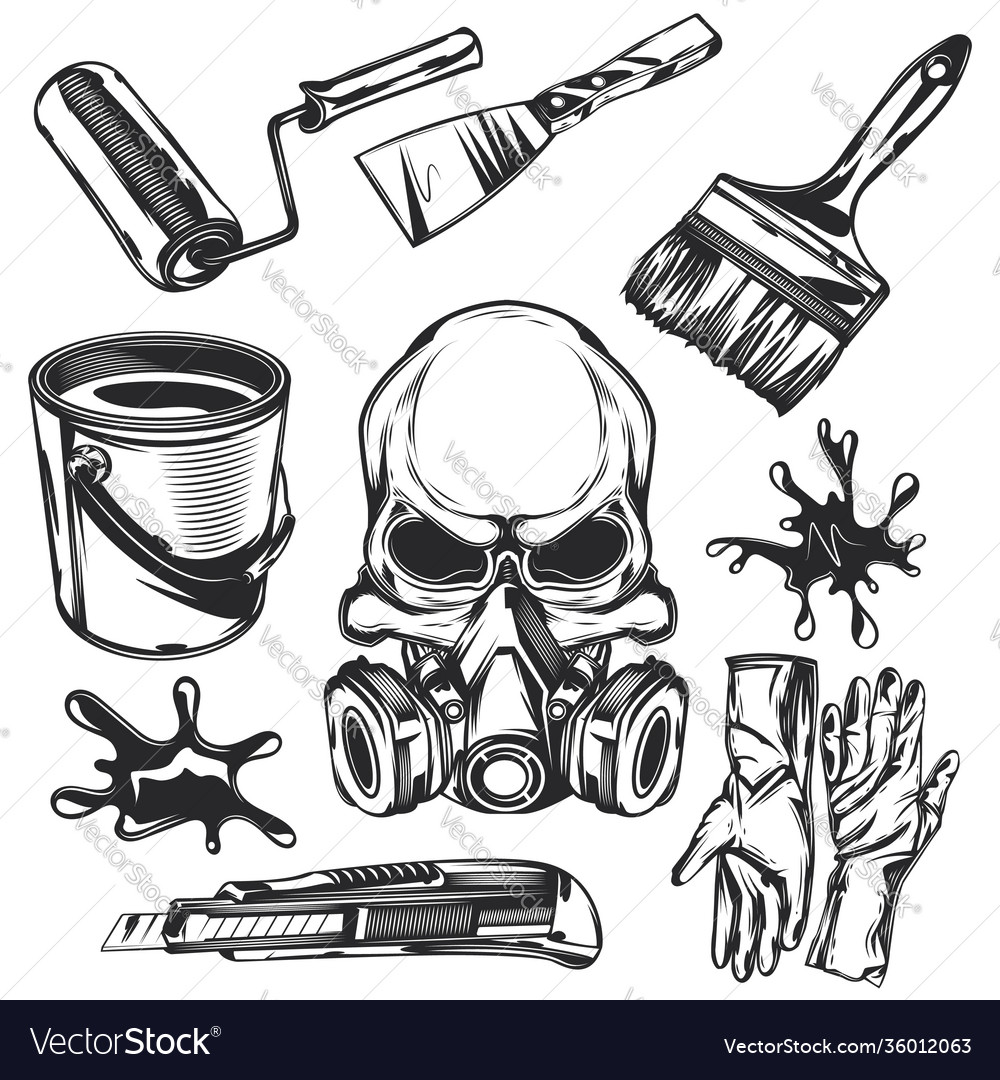 Set painters facilities elements for creating Vector Image