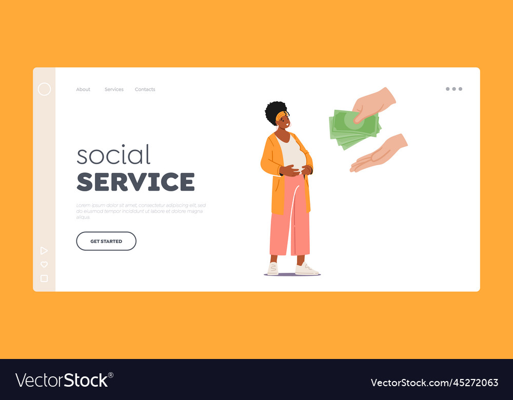 Social service landing page template hand giving Vector Image