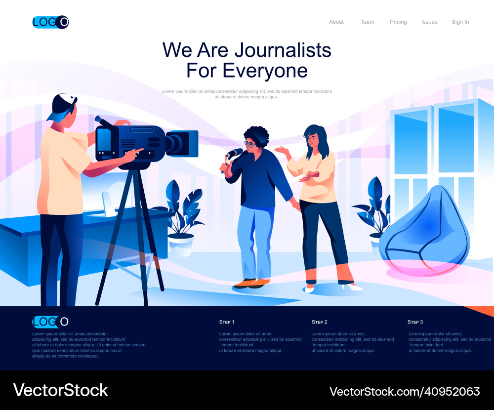 We are journalists for everyone isometric landing Vector Image