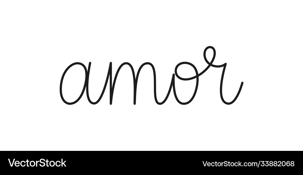 Amor love phrase handwritten one line Royalty Free Vector