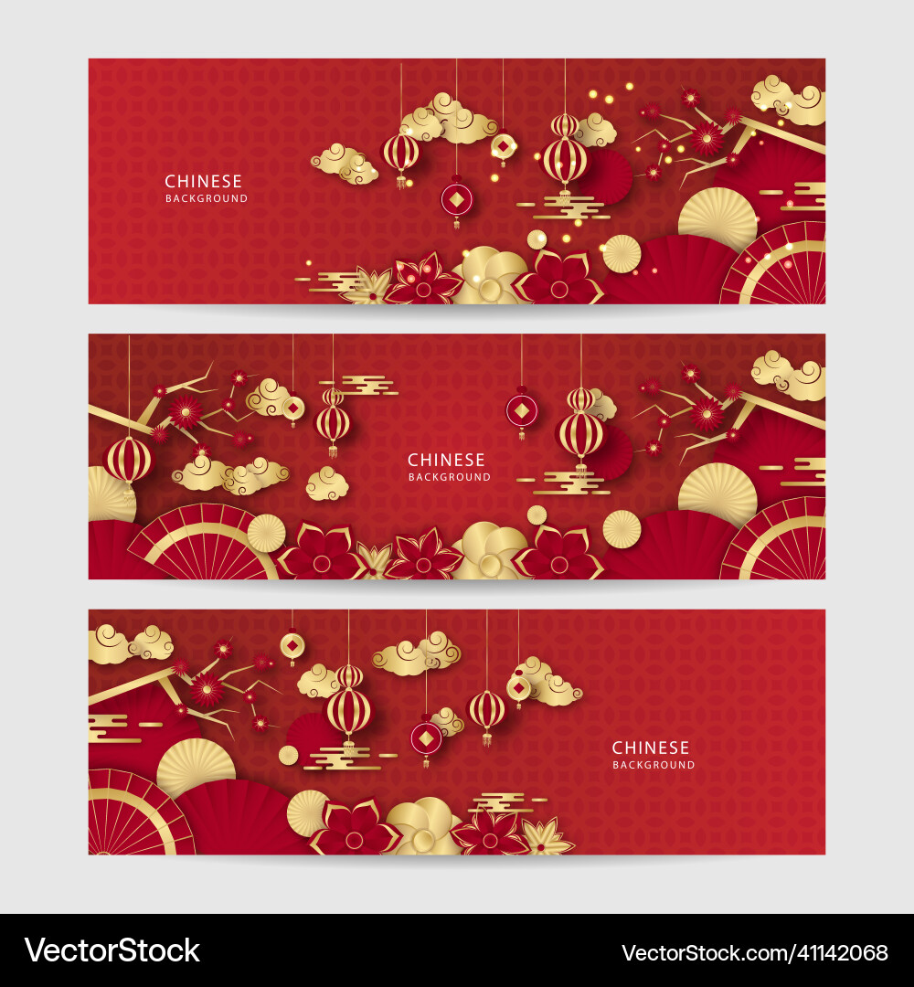 Chinese china red gold background Royalty Free Vector Image