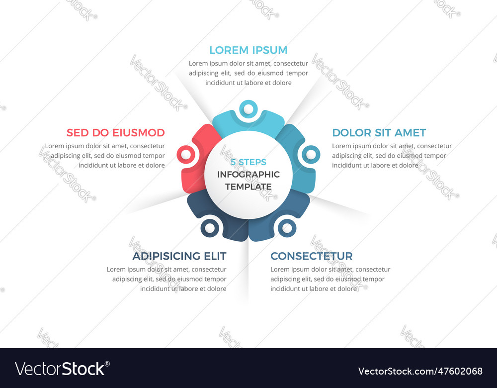 Circle infographics with five elements Royalty Free Vector