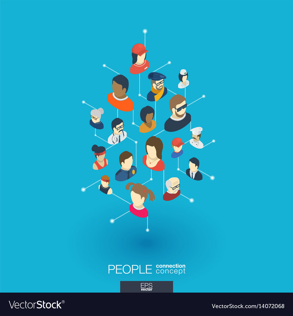 Community integrated 3d web icons digital network Vector Image