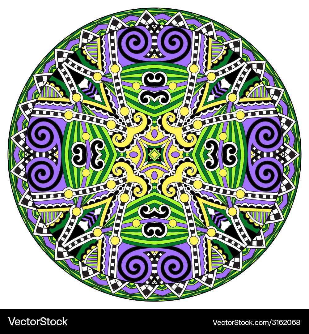 Decorative design of circle dish template round Vector Image