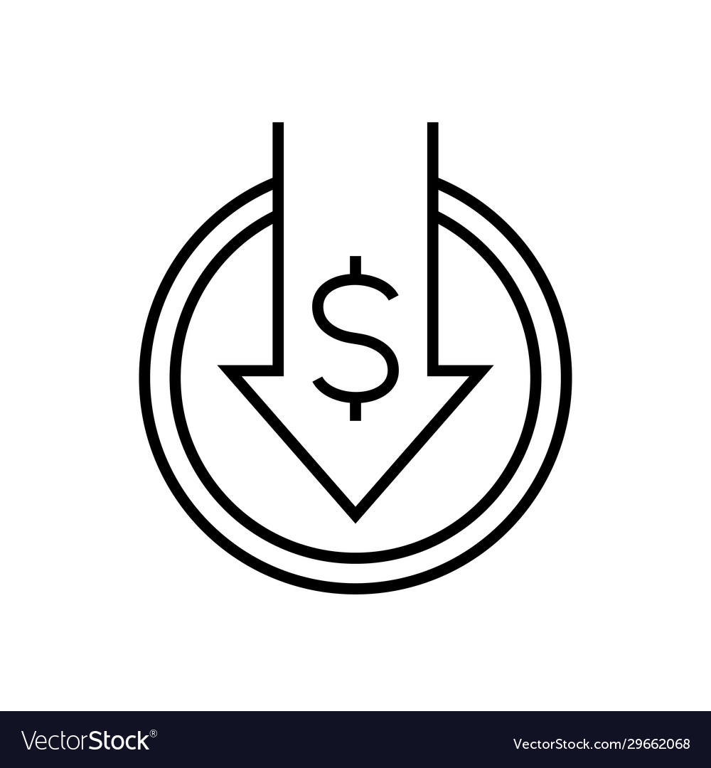 Dicrease profits line icon concept sign outline Vector Image