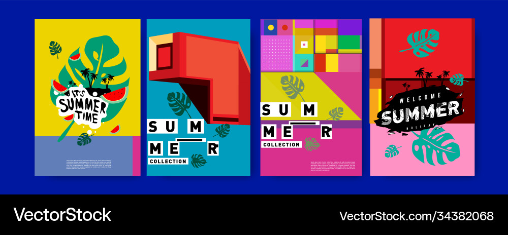 Geometric memphis summer collection poster design Vector Image