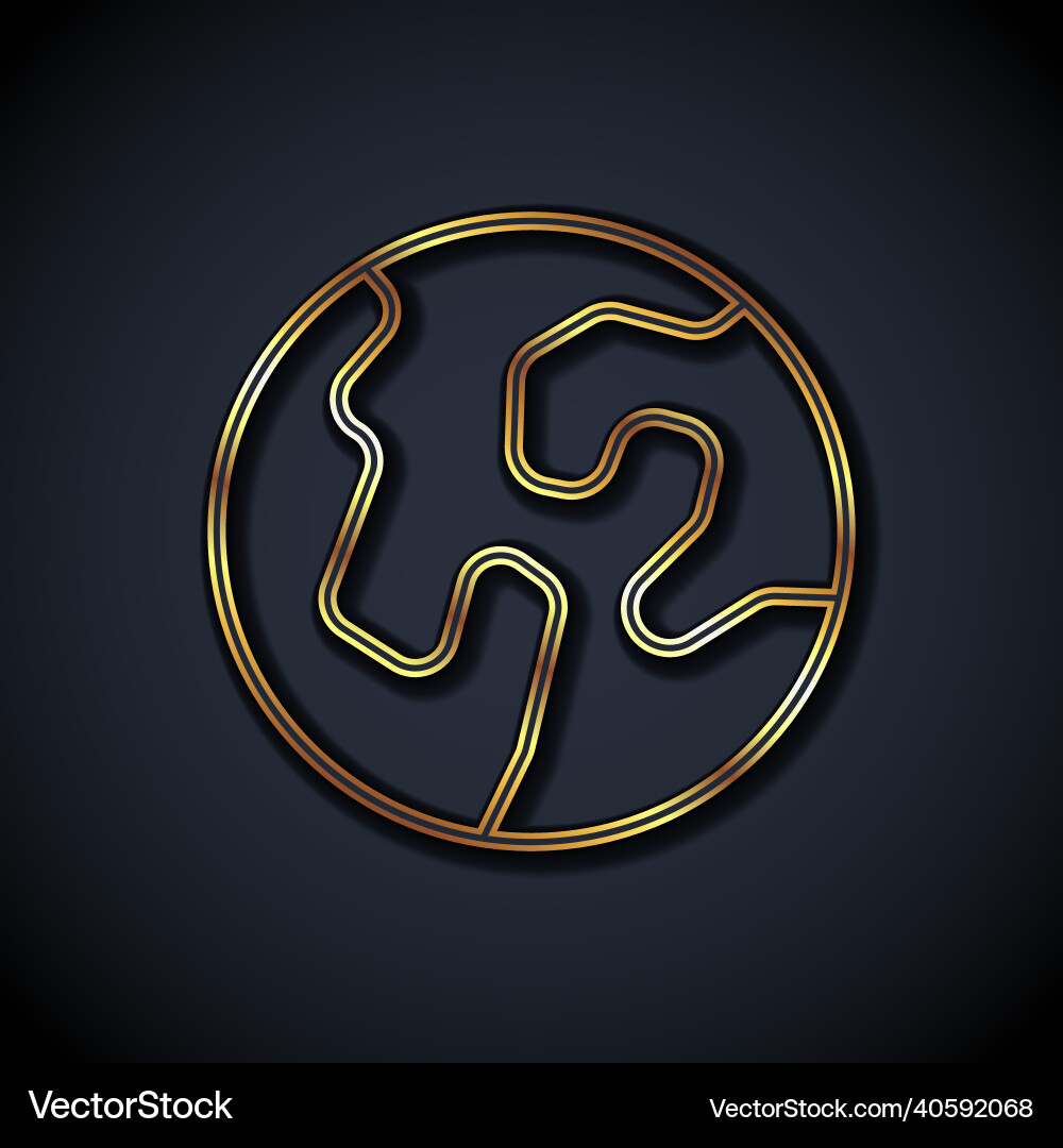Gold line earth globe icon isolated on black Vector Image
