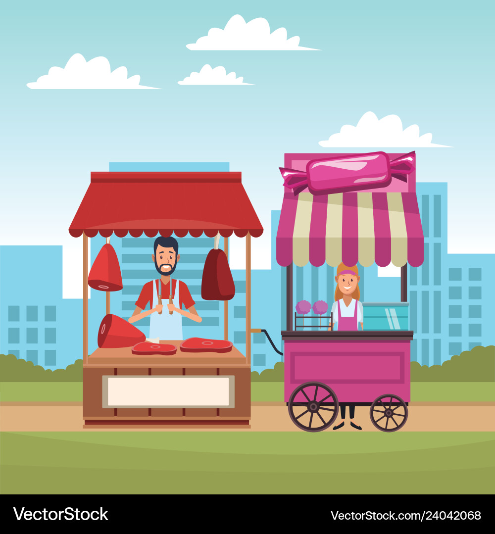 Meat butcher cartoon Royalty Free Vector Image