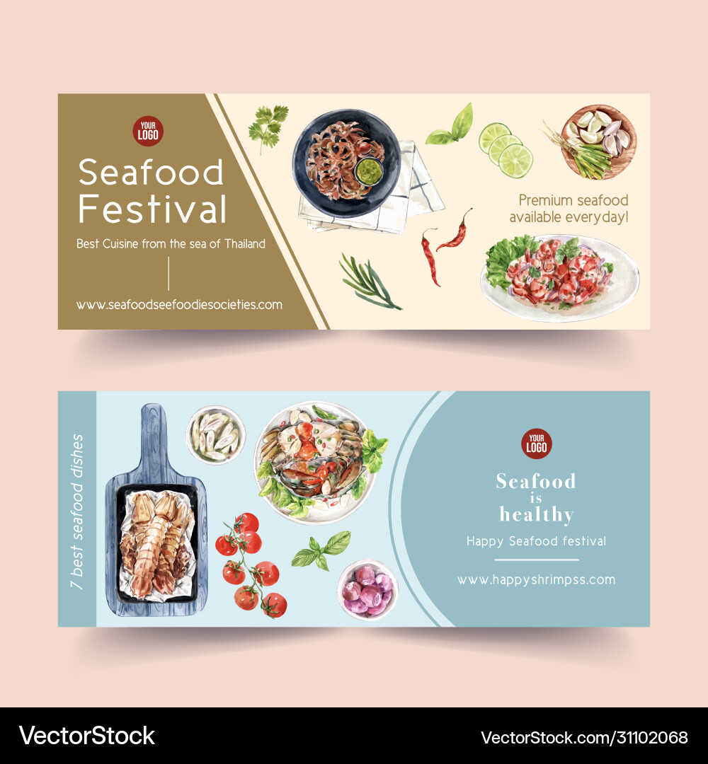 Seafood banner design with crayfish crab Vector Image
