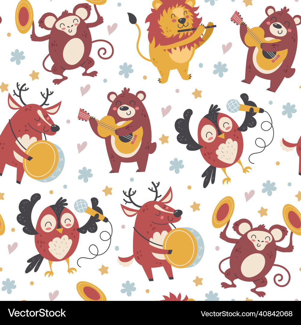 Seamless animals musicians funny musical Vector Image