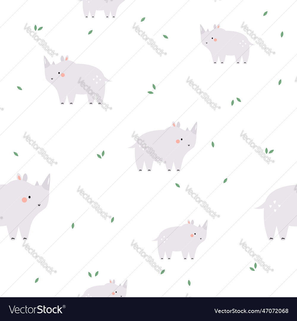 Seamless pattern on white background with adorable