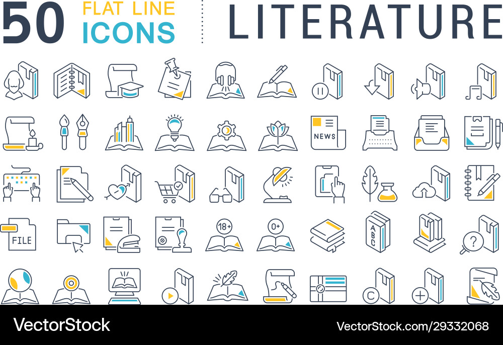 Set line icons literature Royalty Free Vector Image