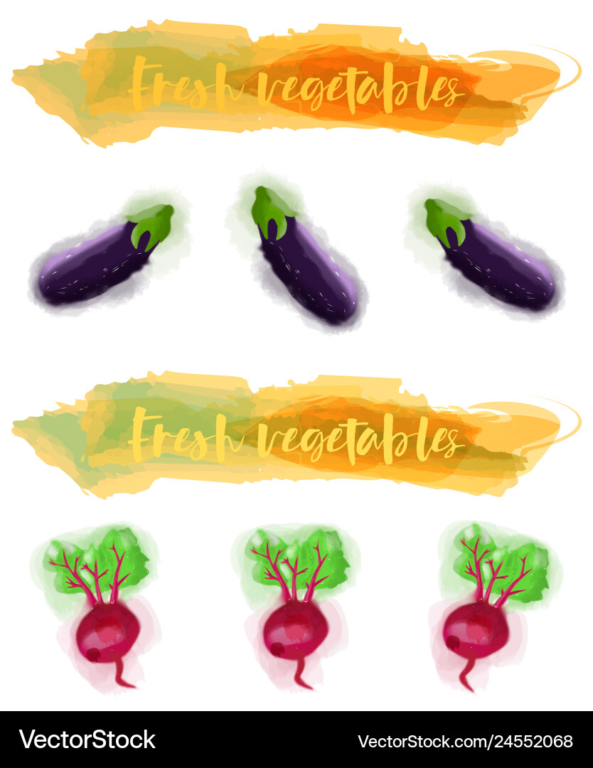 Vegetables food watercolor Royalty Free Vector Image