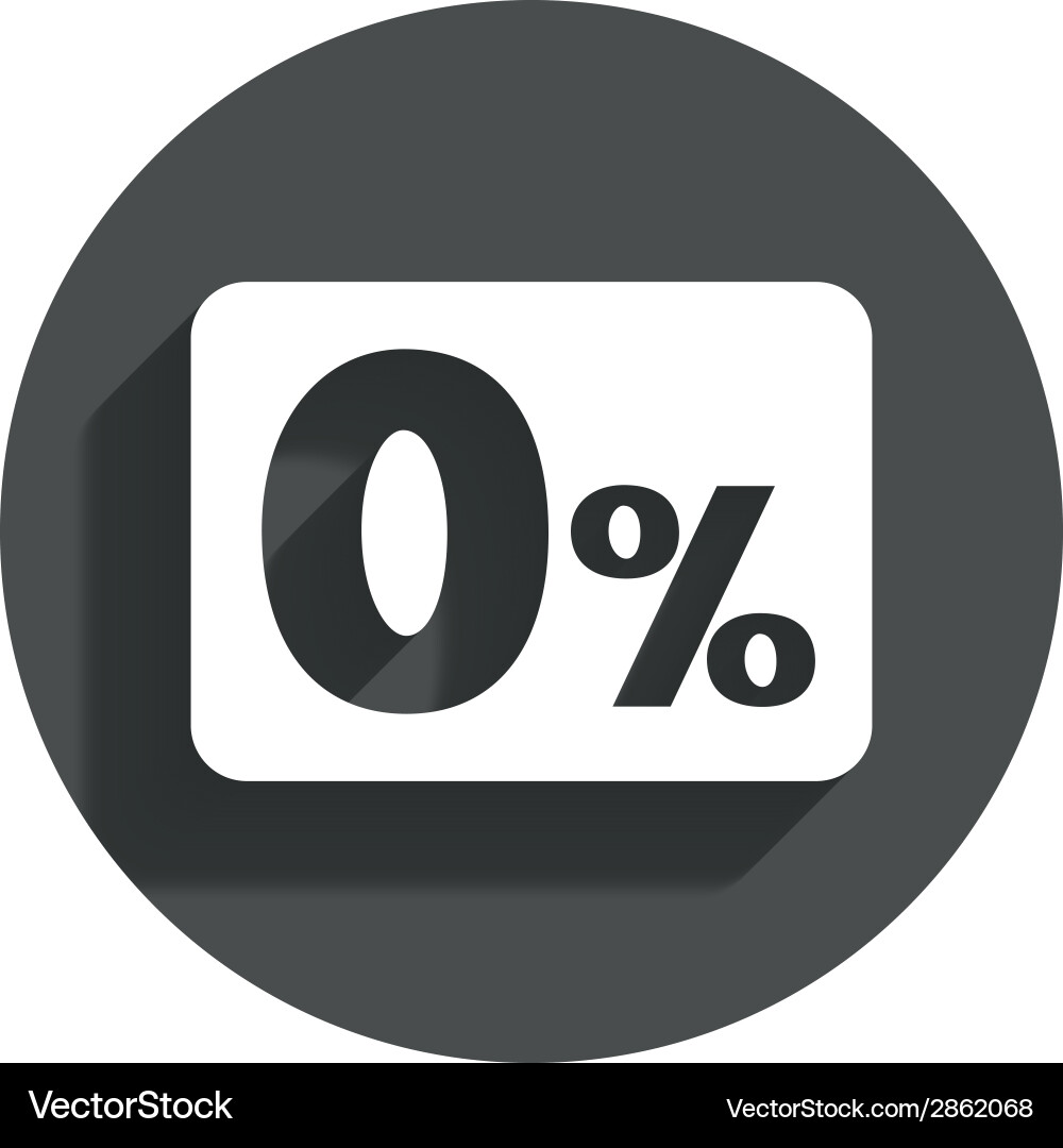 Zero percent sign icon credit symbol Royalty Free Vector