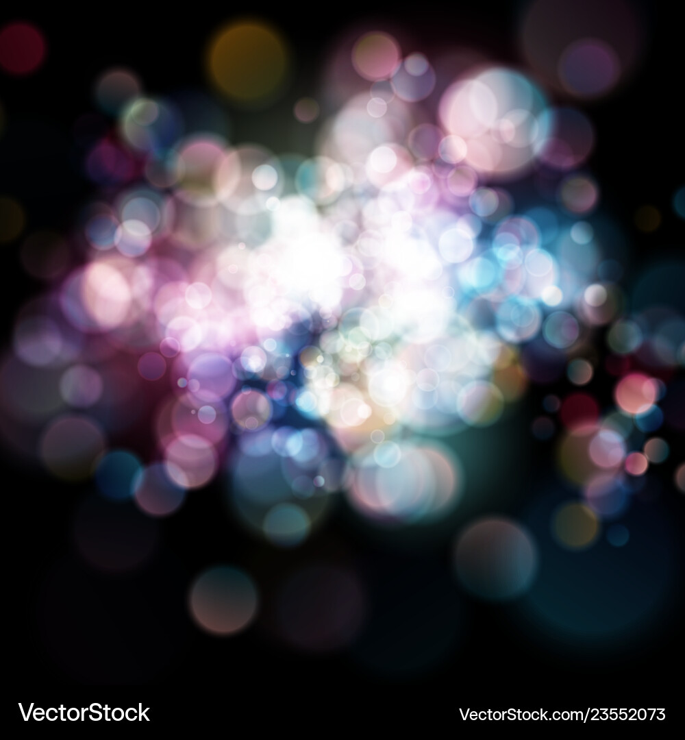 Abstract defocused circular color bokeh on dark Vector Image