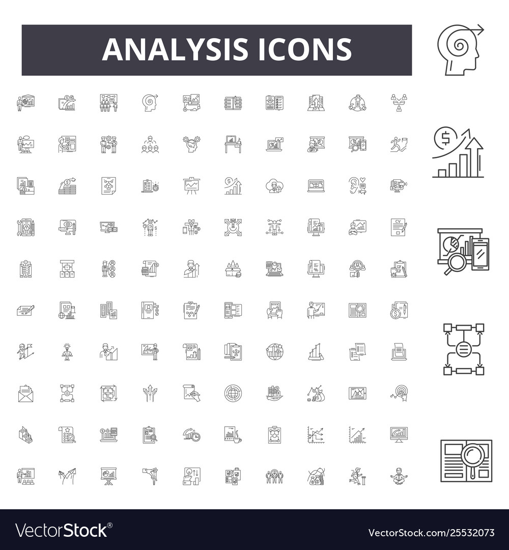 Analysis line icons signs set outline Royalty Free Vector