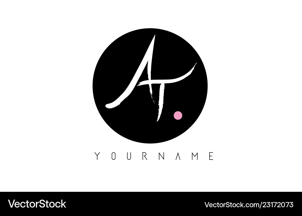 At handwritten brush letter logo design Royalty Free Vector