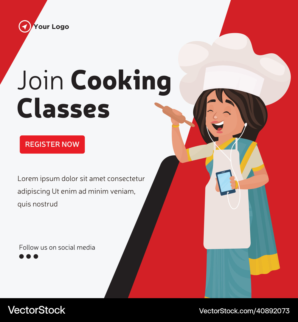 Banner design of chef lady Royalty Free Vector Image
