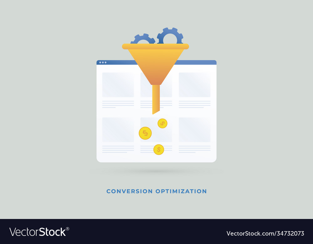 Conversion optimization flat Royalty Free Vector Image