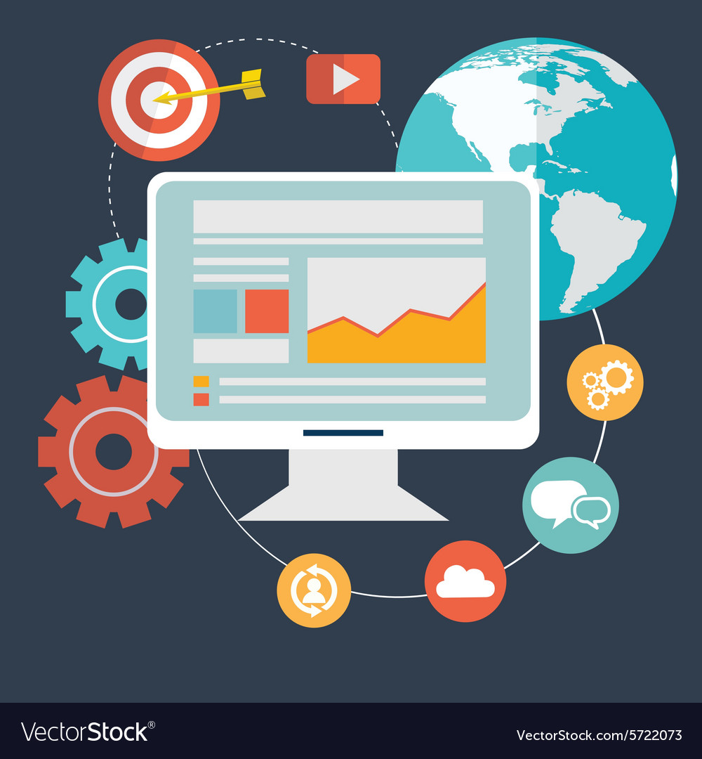 Flat design modern icons set of website seo Vector Image