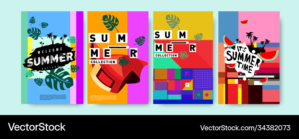 Geometric memphis summer collection poster design Vector Image