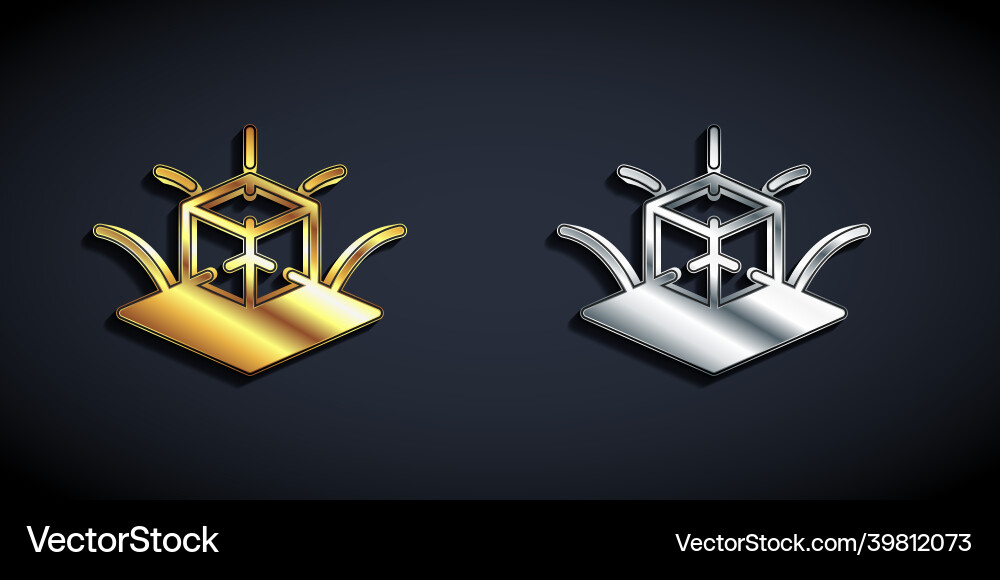 Gold and silver 3d modeling icon isolated on black
